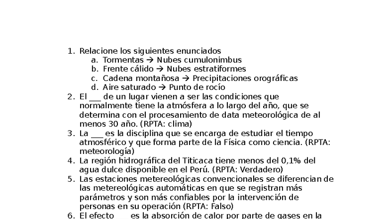 Preguntas Parcial 2025-1: Meteorología y Clima - Studocu