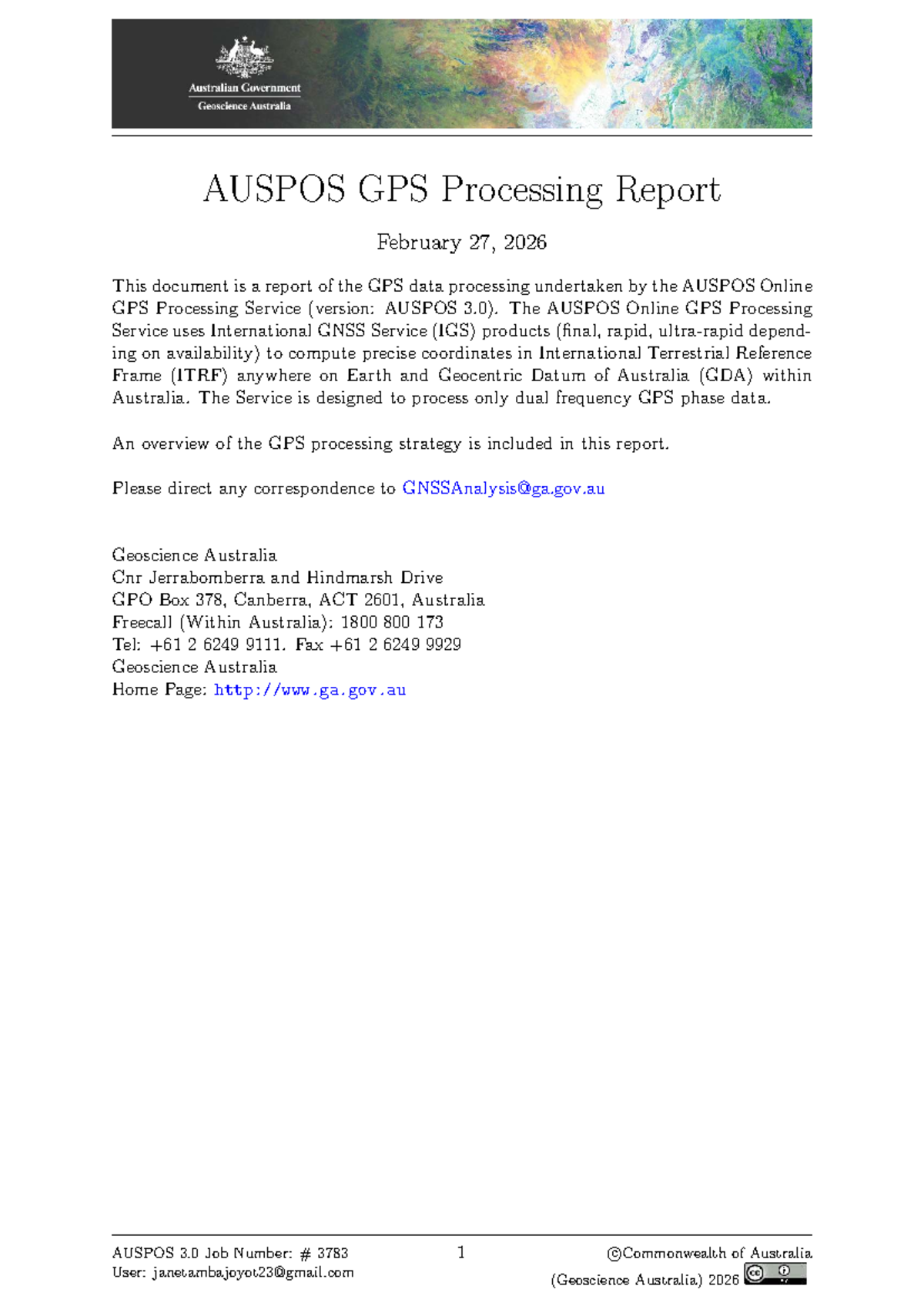AUSPOS 3.0 GPS Processing Report - February 2026 - Studocu