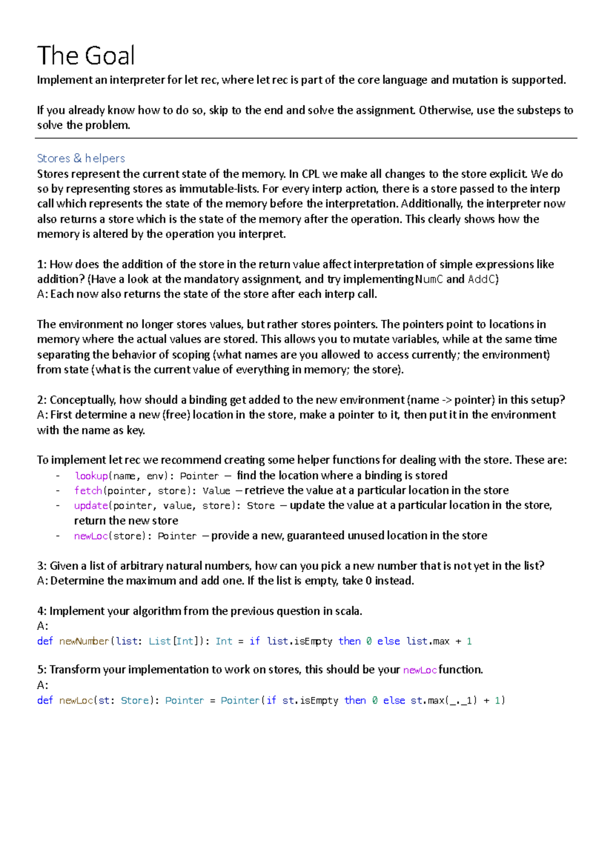 CPL 101 - Interpreter Implementation for let rec and Memory Management ...