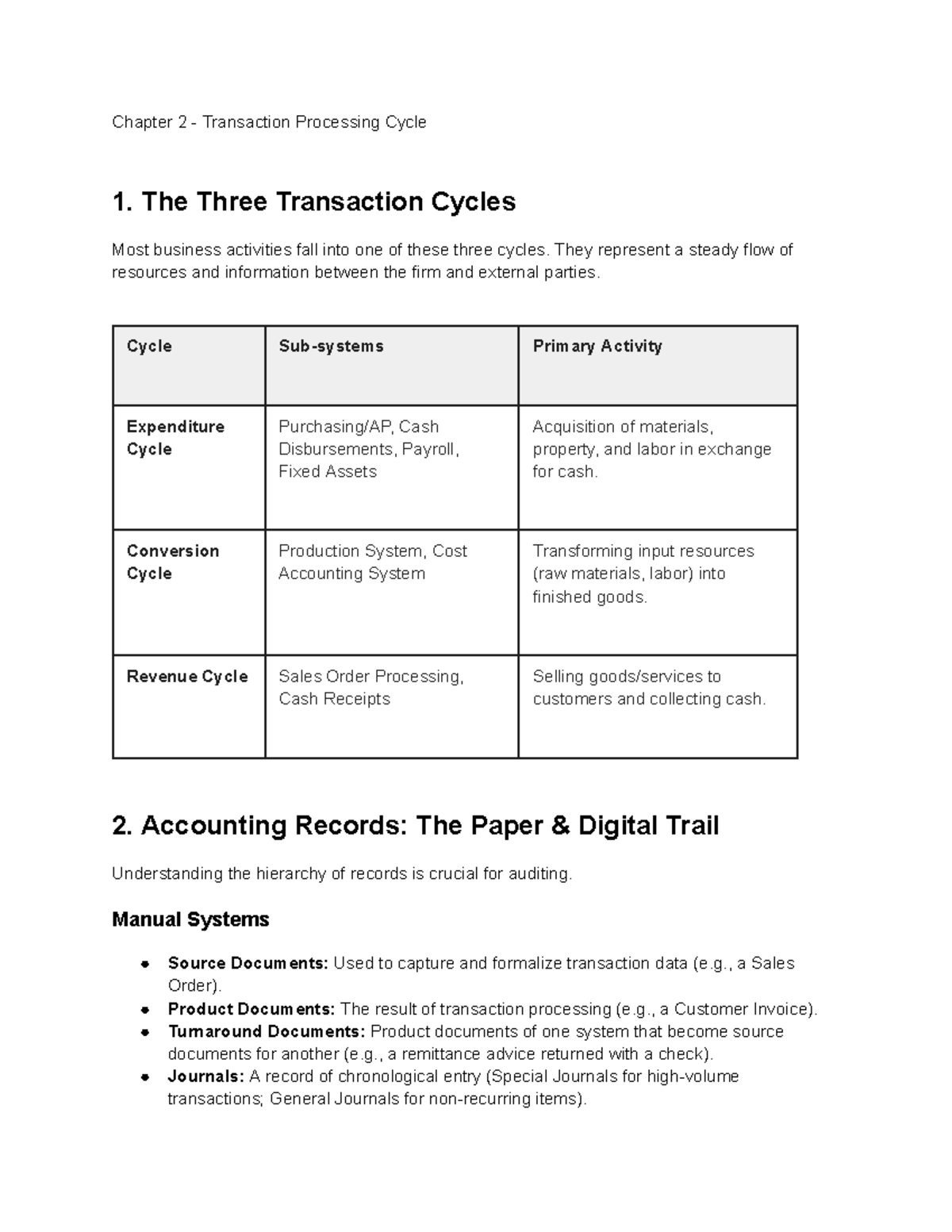 Chapter 2 - Transaction Processing Cycle Overview and Key Concepts ...