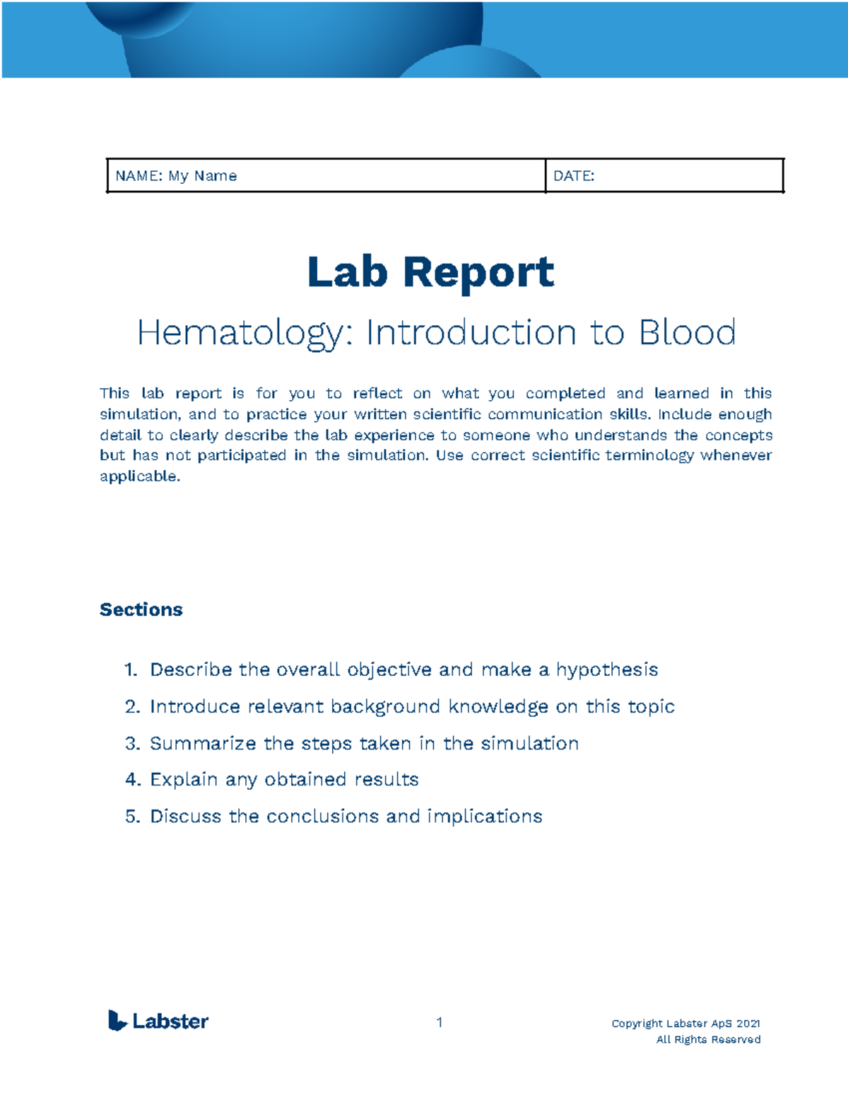 Lab Report: Hematology (Touchstone 5) - Introduction to Blood Analysis ...
