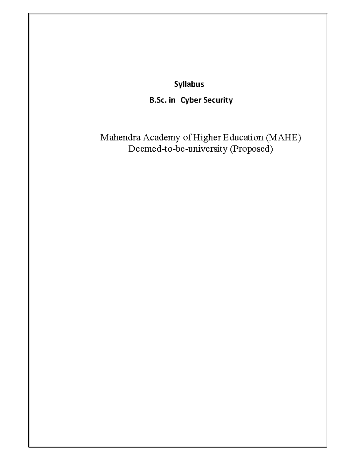 B.Sc. in Cyber Security Syllabus Overview and Course Details (Proposed ...