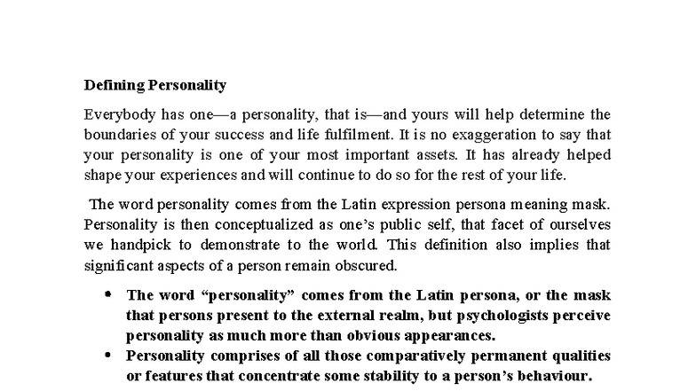 History of Personality: Key Theories and Concepts - Studocu