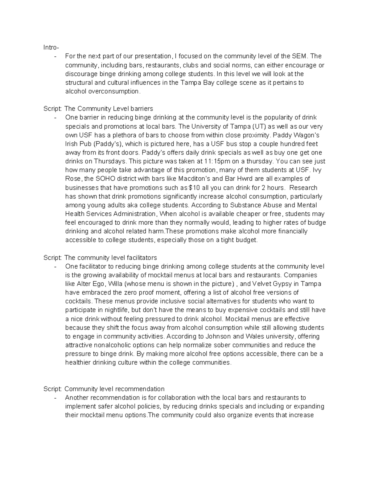 Community Level Influences on Binge Drinking: A Study for USF - Studocu