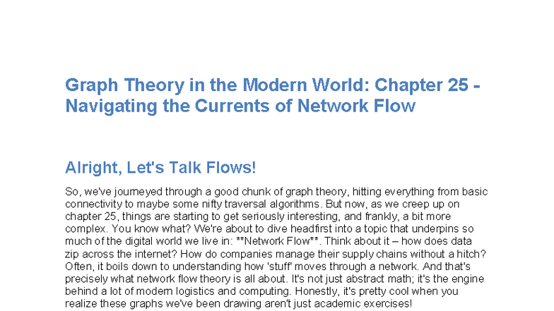 Graph Theory in Modern Applications: Chapter 25 - Network Flow Insights ...
