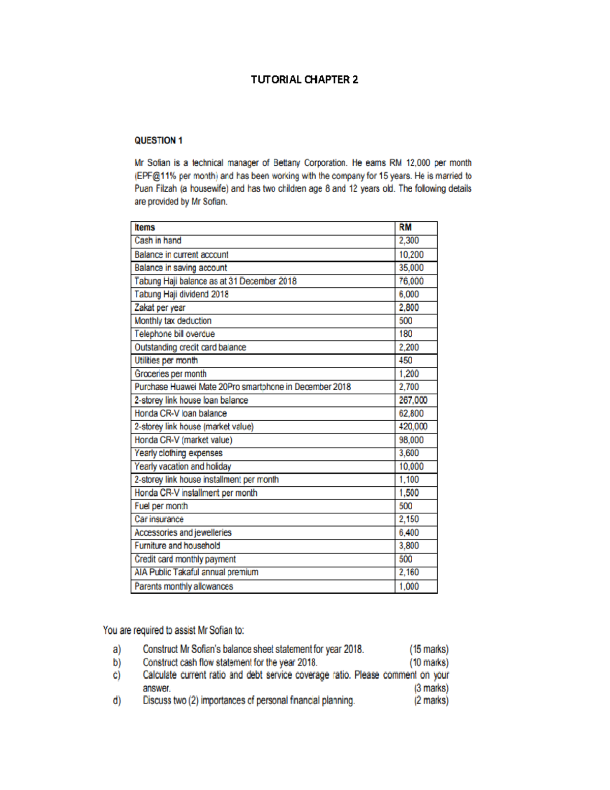 Tutorial Chapter 2 FIN533-PDF - Personal Financial Planning - TUTORIAL ...