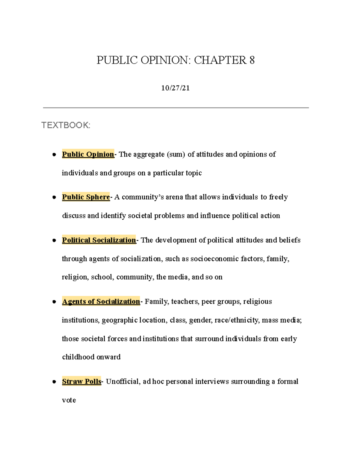 TX POL CH 8 - Public Opinion Overview and Key Concepts - Studocu