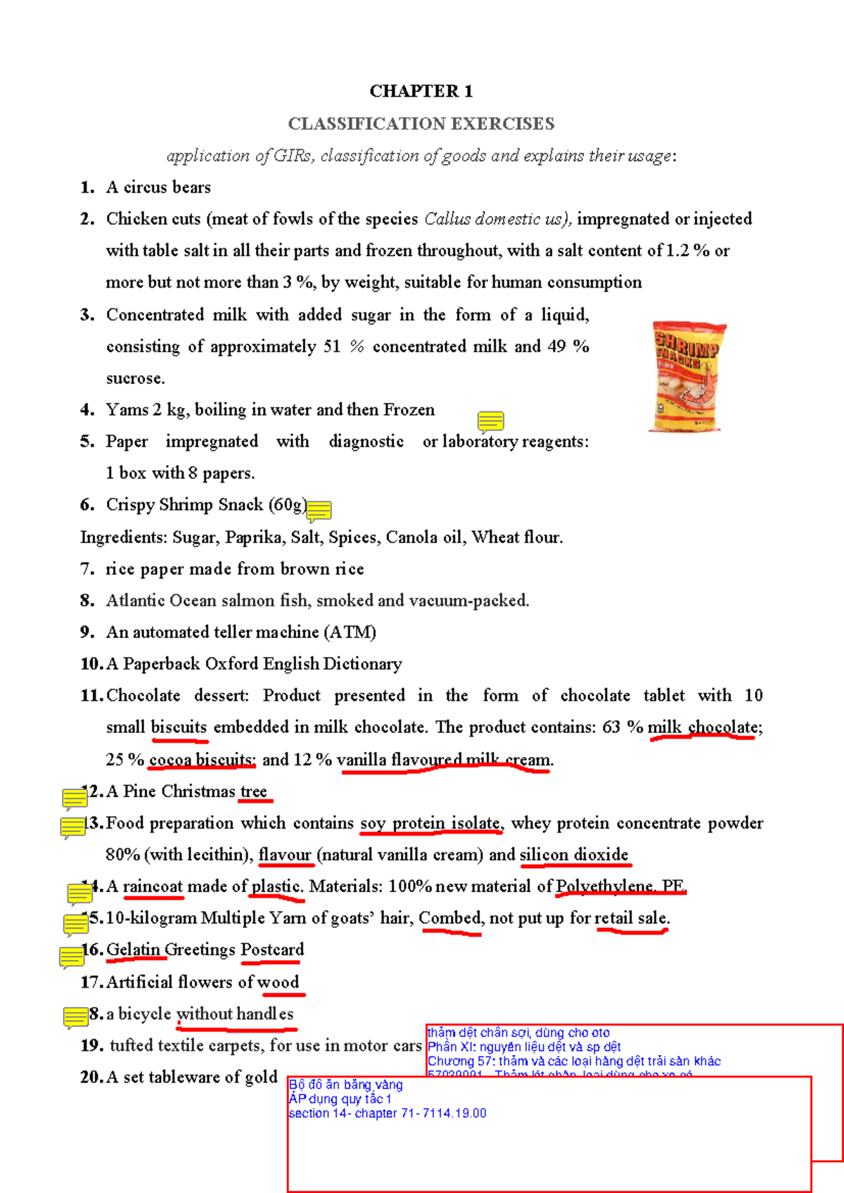 Workbook 1-3 HÀNG HÓA - bài tập chương 3 - CHAPTER 1 CLASSIFICATION ...