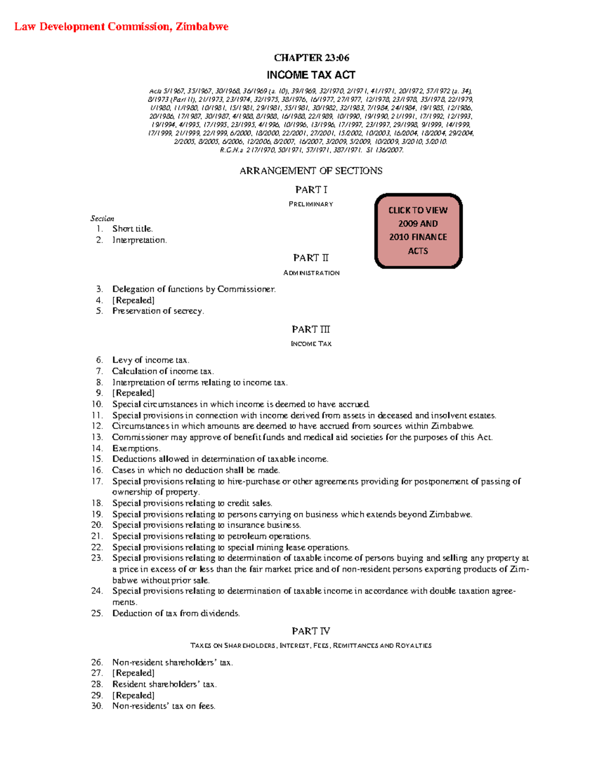 Income Tax Act - Comprehensive Overview and Sections Analysis - Studocu