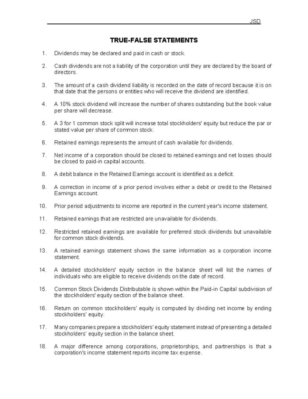JSD Equity Statements and Dividend Accounting Overview - Studocu