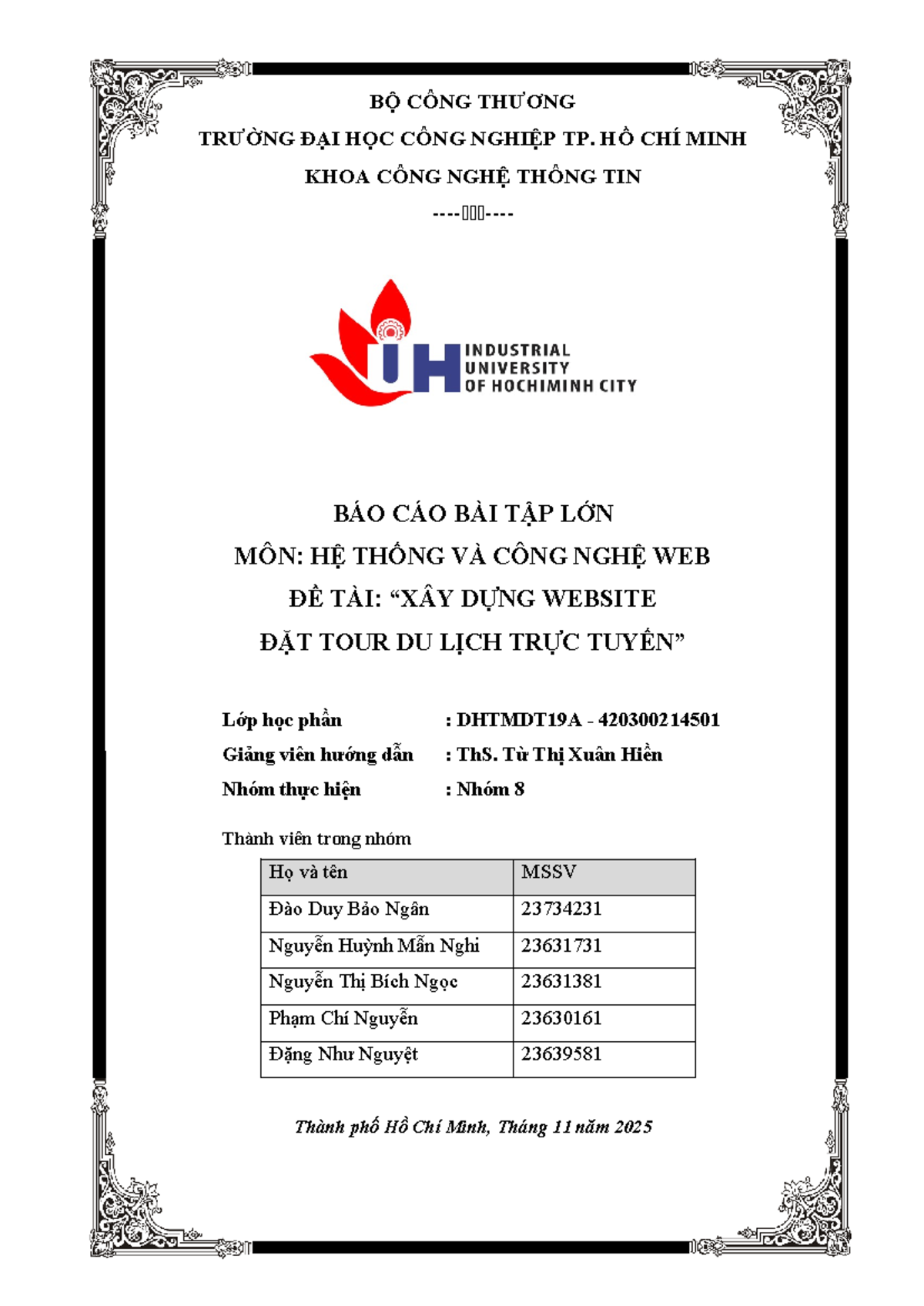 Báo cáo Bài Tập Lớn: Dựng Website Đặt Tour Du Lịch - DHTMDT19A - Studocu