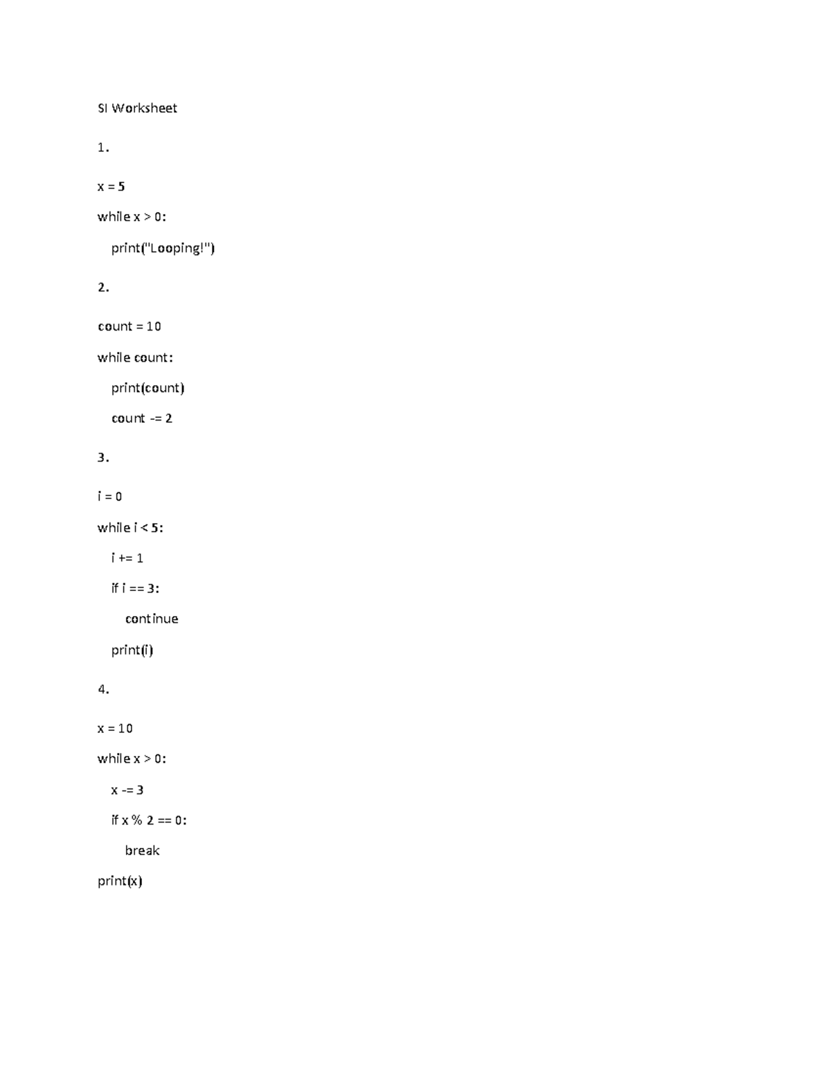 SI Worksheet on Limit: Practice Questions & Code Examples - Studocu