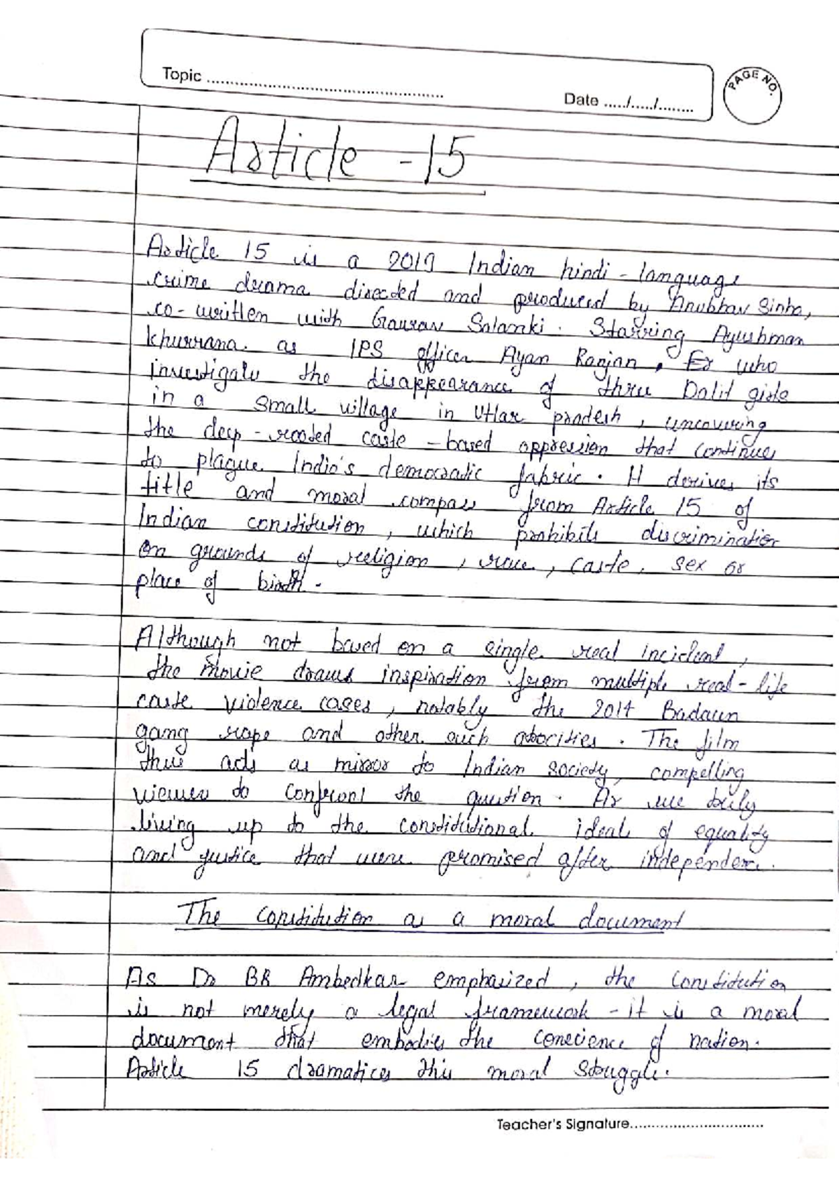 Article 15 Movie Review: A Constitutional Reflection on Justice - Studocu
