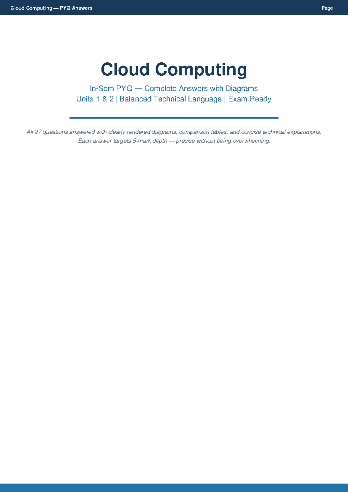 CC Cloud Computing PYQ Answers with Diagrams and Explanations - Studocu
