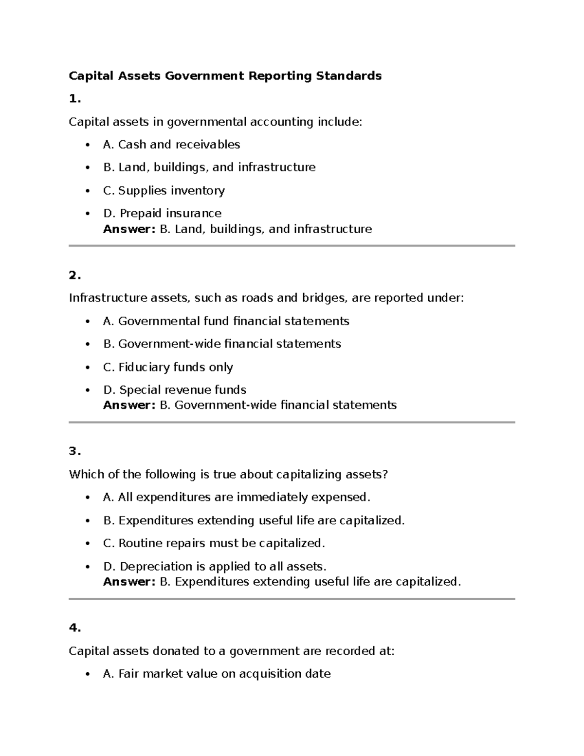 Capital Assets Reporting Standards in Governmental Accounting - Studocu