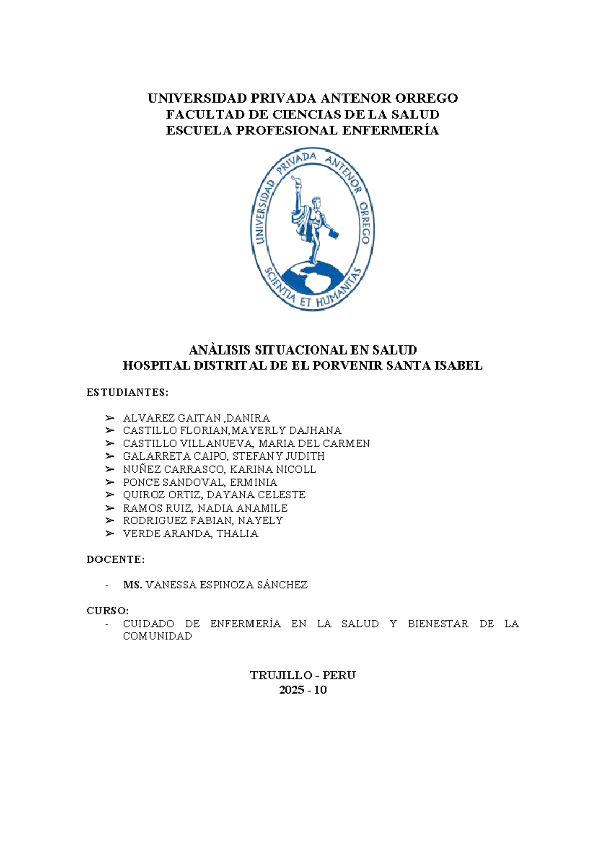 Análisis Situacional en Salud: Hospital Distrital Santa Isabel ...