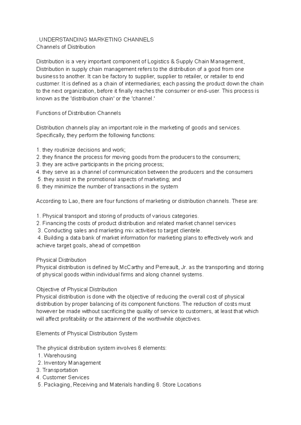 Marketing Channels and Distribution: Unit 4 Notes - Studocu