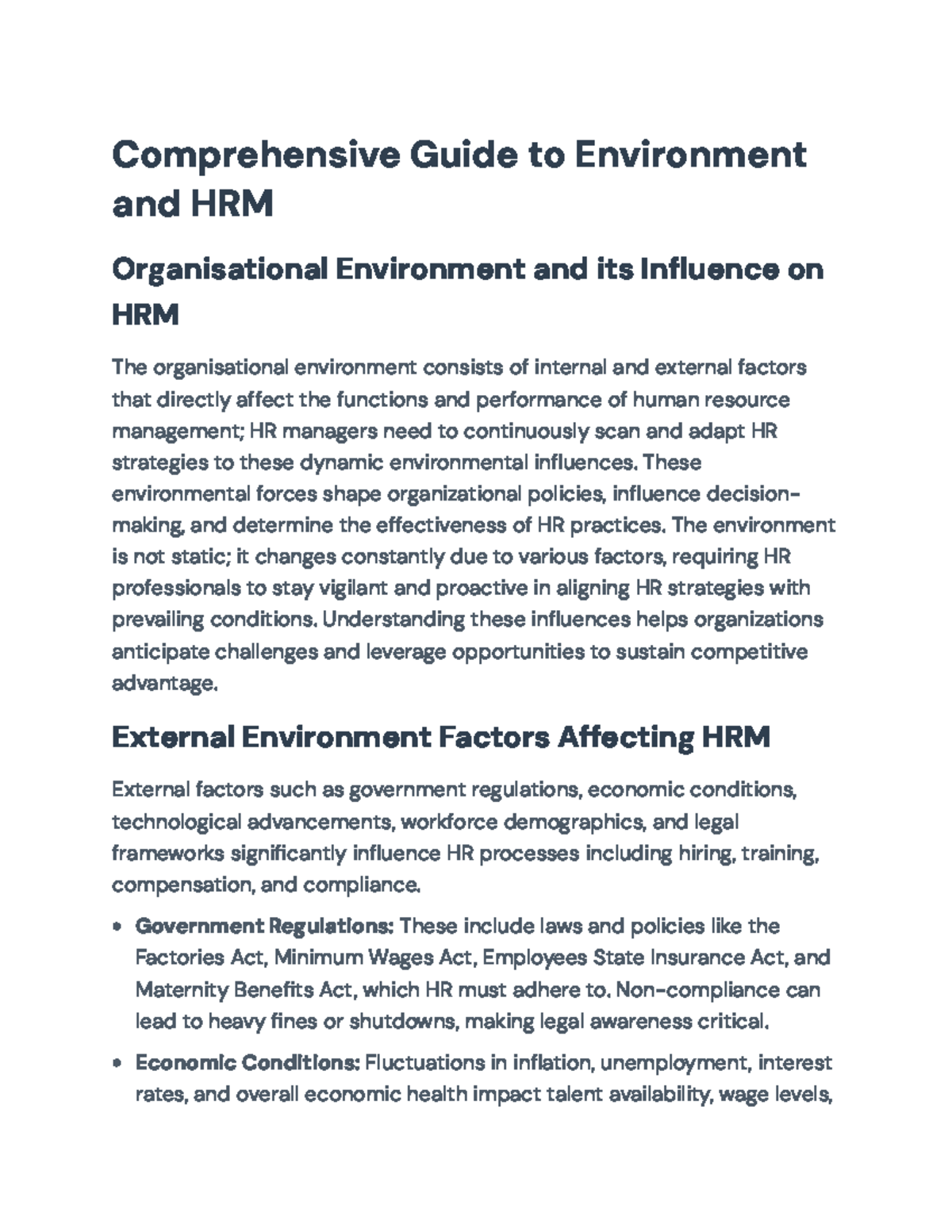 Comprehensive Overview of SHRM: Environment's Impact on HRM Strategies ...