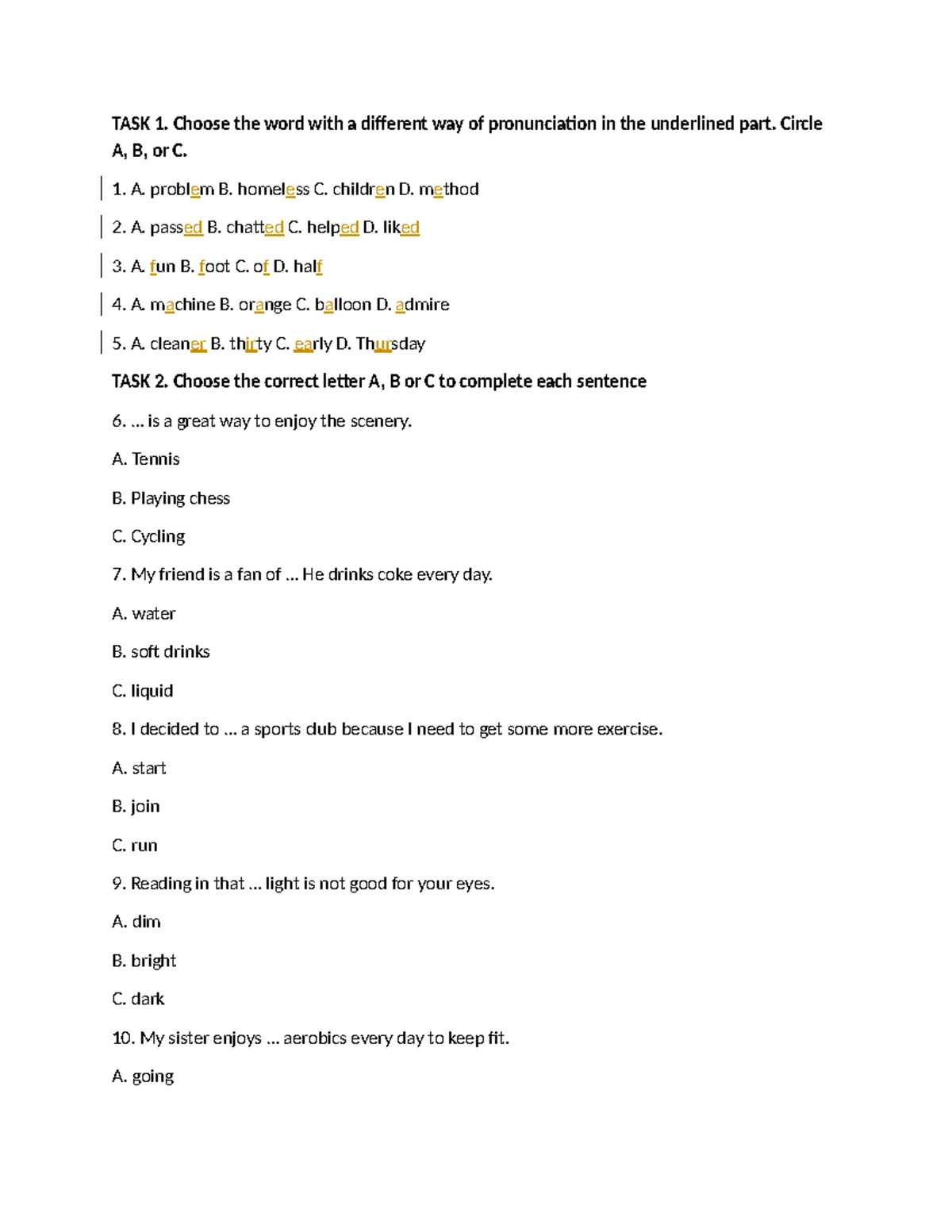 Minitest 1: Pronunciation & Sentence Correction Tasks - Studocu