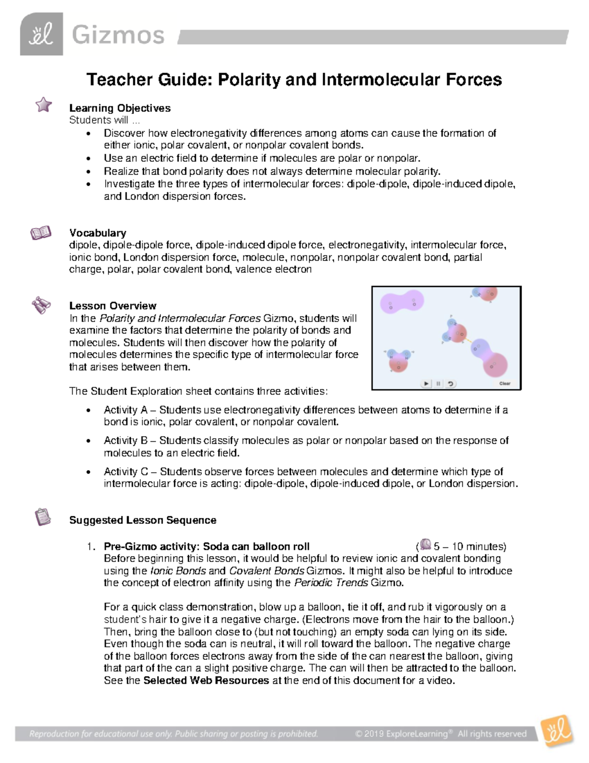 Intermolecular Forces Teacher Guide: Polarity & Bonding Concepts - Studocu