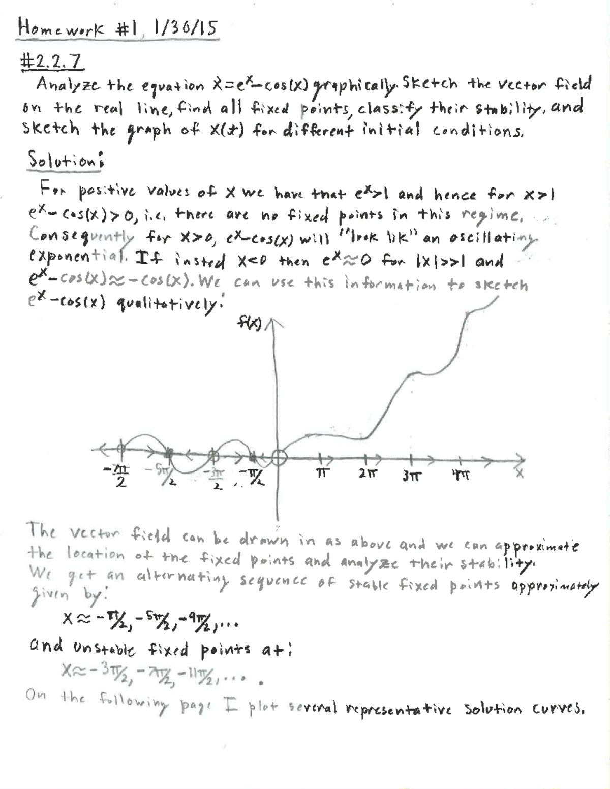 Homework Solutions: Analyzing Fixed Points and Stability in Vector ...