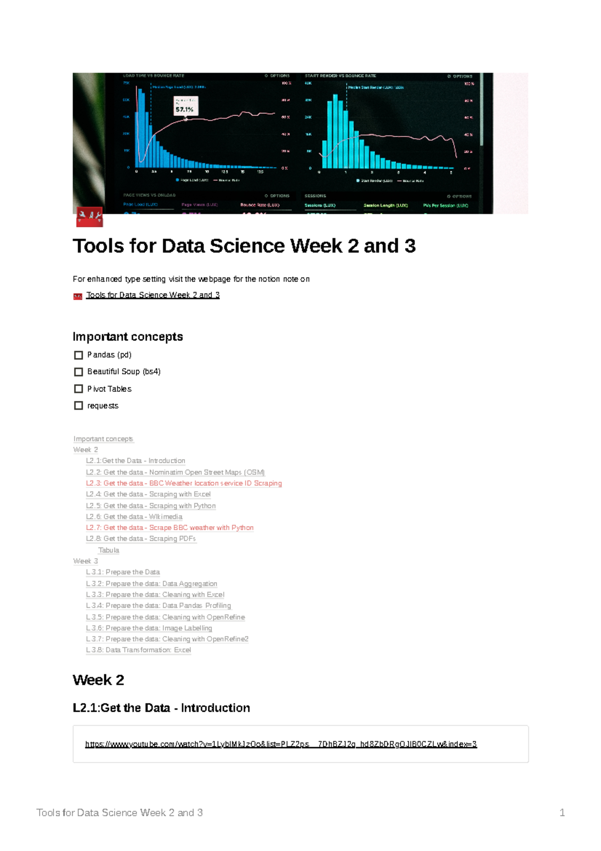 Tools for Data Science Wk 2 & 3: Pandas, Beautiful Soup, Data Prep - Studocu