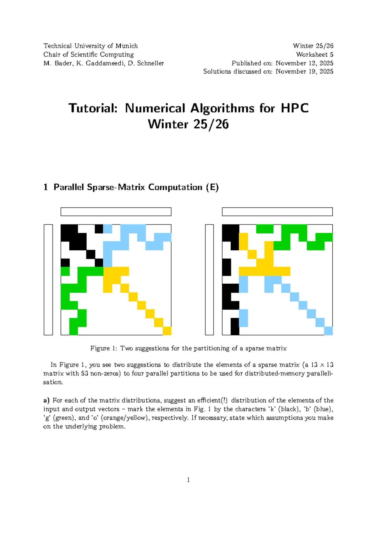 TUM Winter 25/26 Tutorial: Numerical Algorithms Worksheet 5 - Studocu