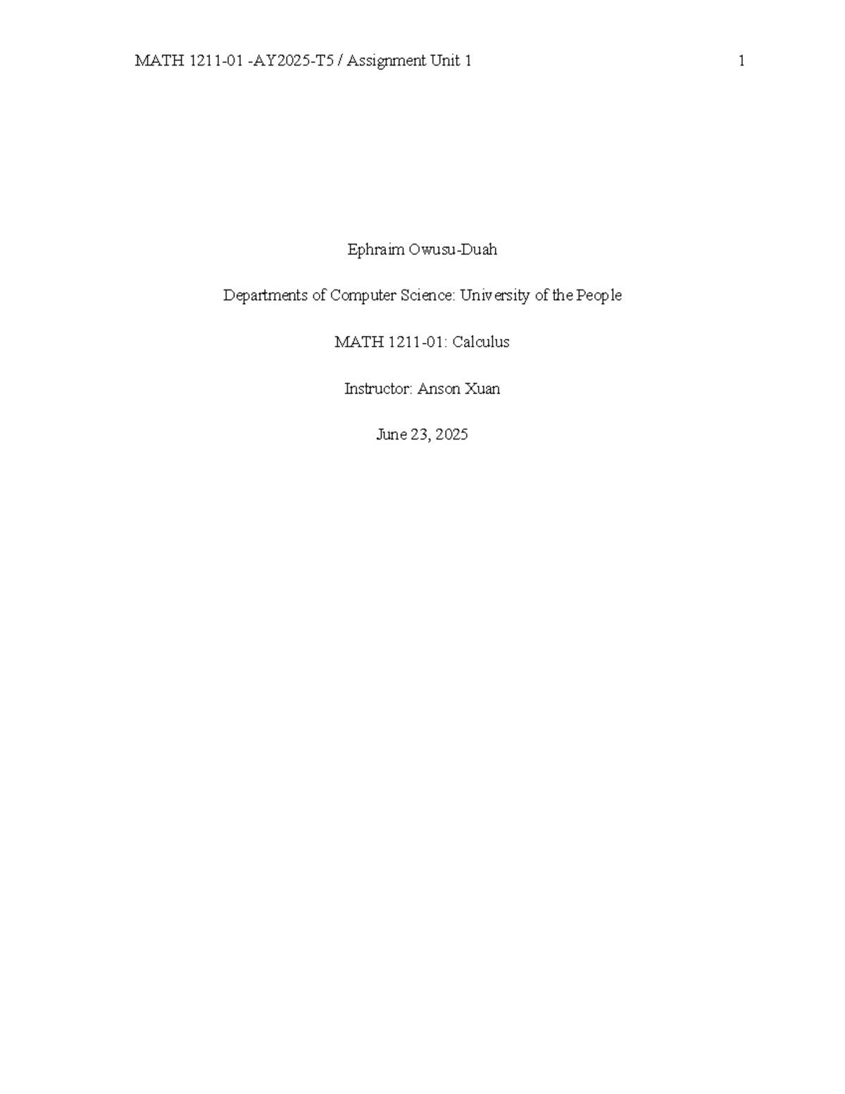 MATH Assignment Unit 1: Function Classification and Graphs - Studocu