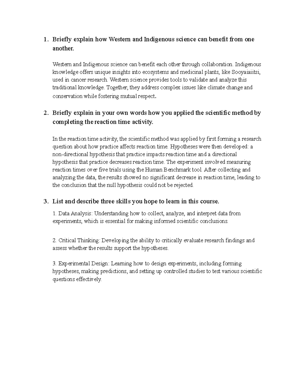 Life Sci 2A03 TUT 1: Reflection on Science Integration and Methodology ...