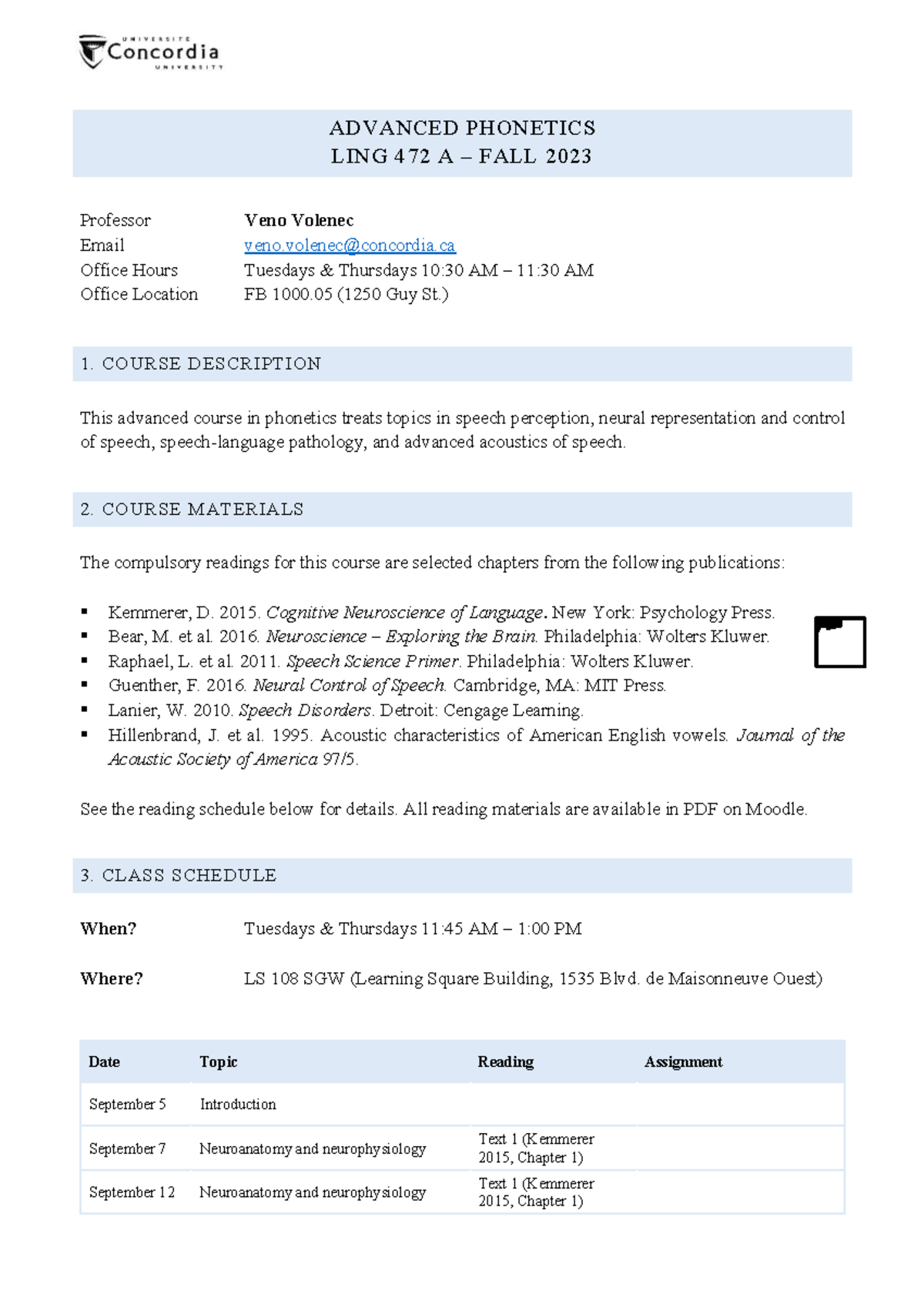 LING 472 A - Advanced Phonetics Course Outline - Fall 2023 - Studocu