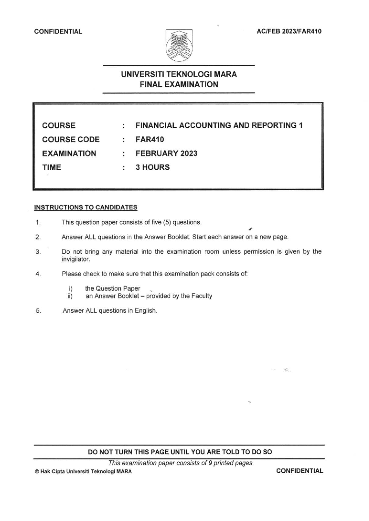 Q FAR410 Final Exam: Financial Accounting & Reporting 1 - Feb 2023 ...