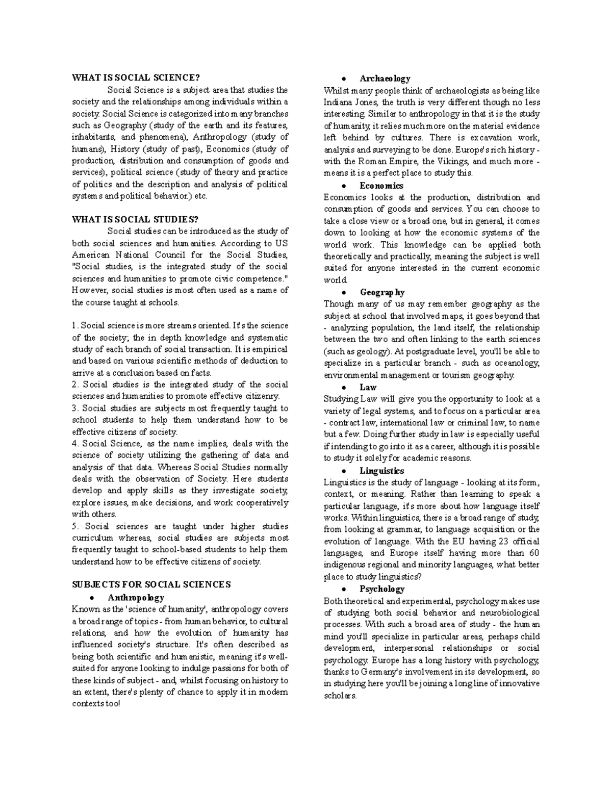 Lesson 1 - social science - WHAT IS SOCIAL SCIENCE? Social Science is a ...