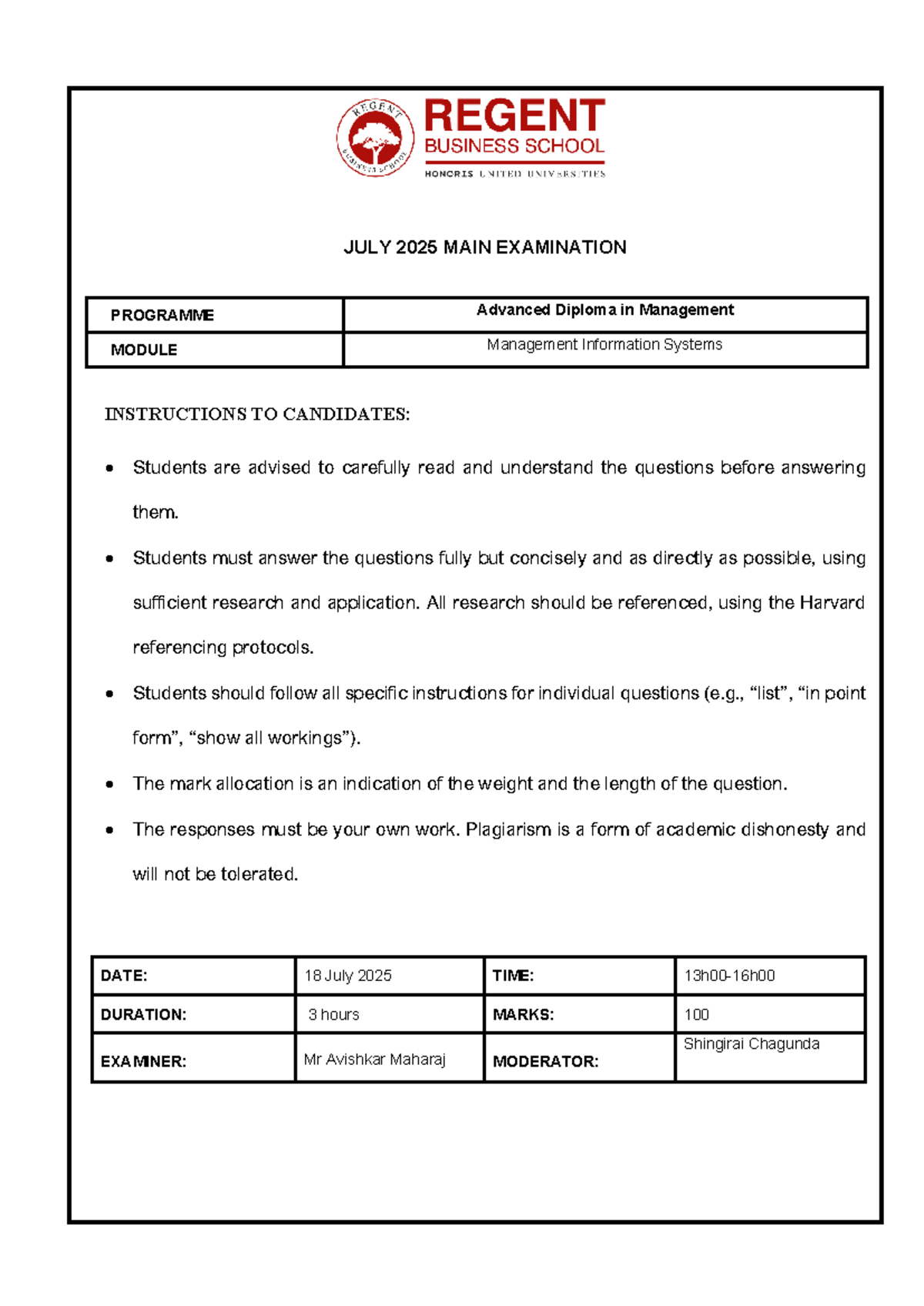 ADM 2025 Main Exam: Management Information Systems Overview - Studocu