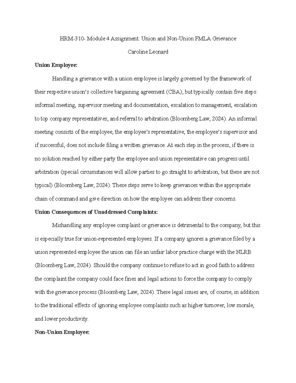 C. Leonard - HRM-310 - Module 4 Assignment - HRM-310- Module 4 ...