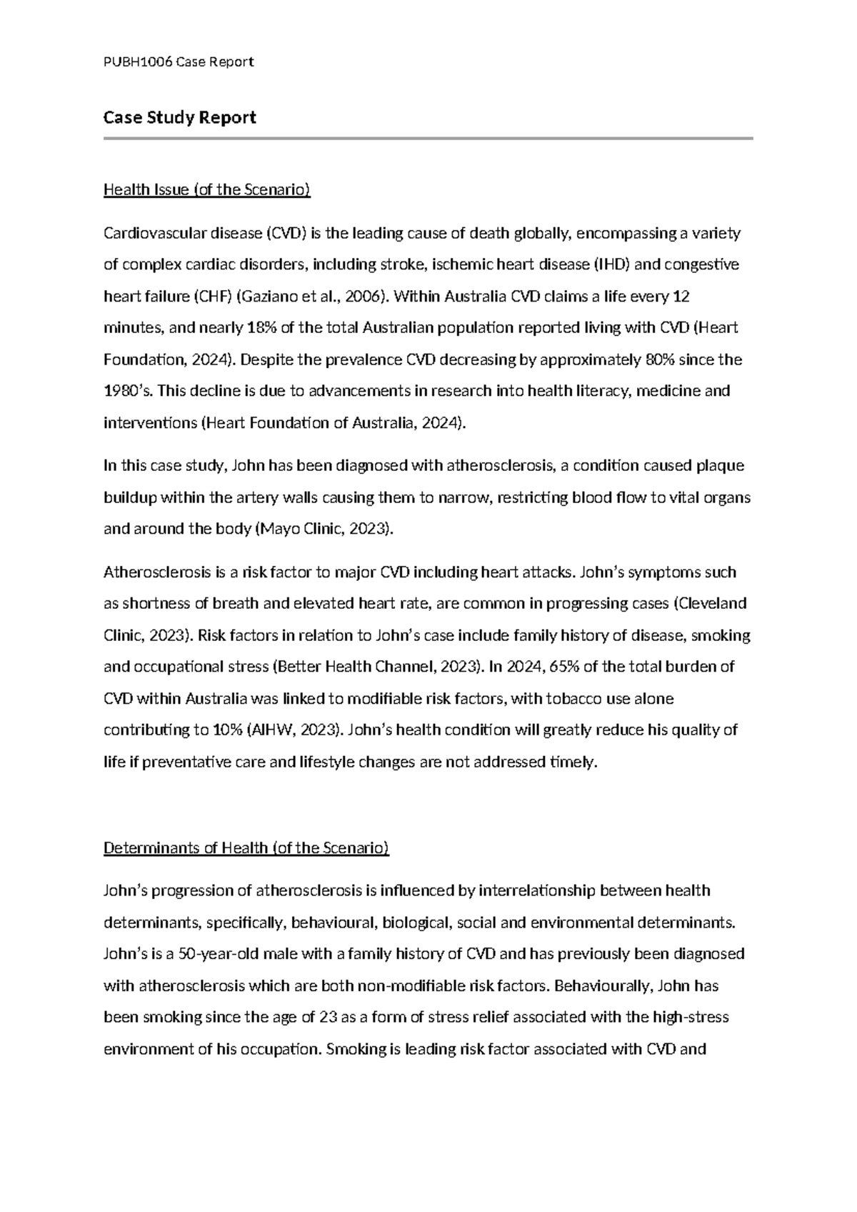 PUBH1006 Case Study: Cardiovascular Disease & Atherosclerosis Analysis ...