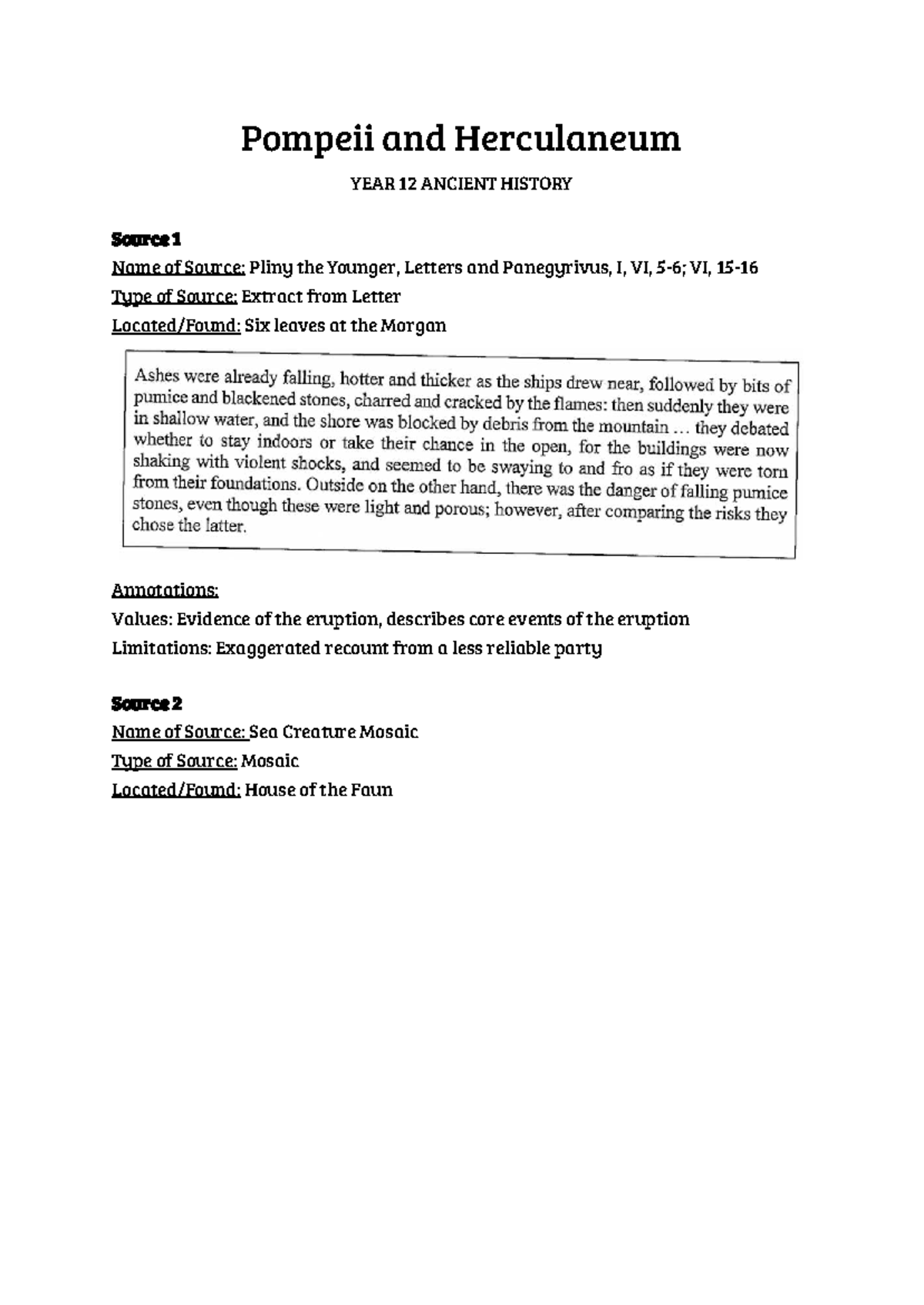 Evidence Portfolio for Pompeii & Herculaneum - Year 12 Ancient History ...