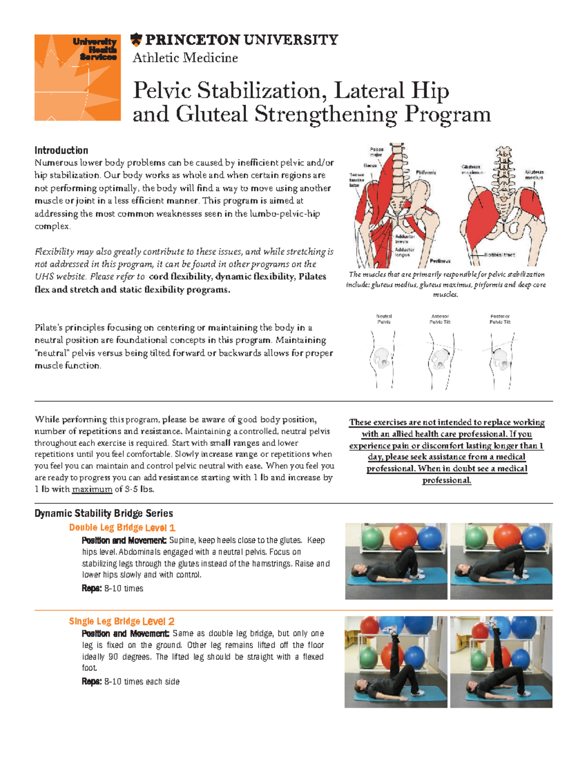 Pelvic Stabilization & Glute Strengthening Program (Athletic Med) - Studocu