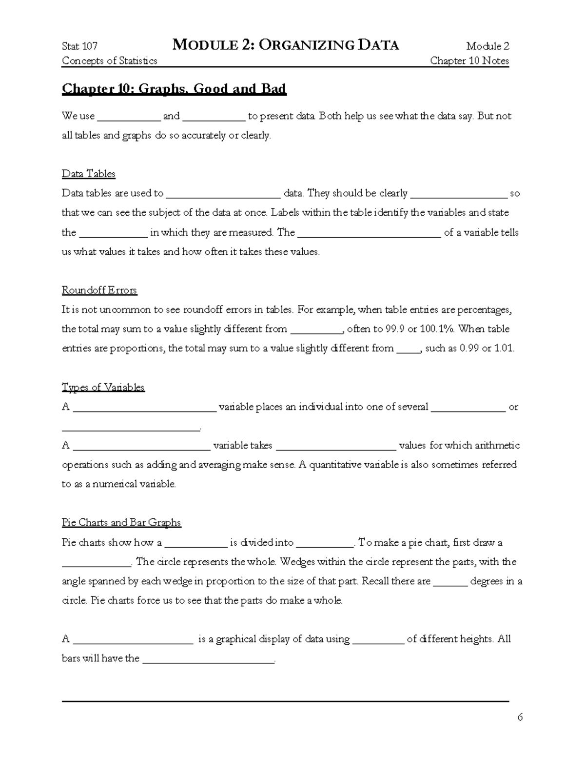 Stat 107 Chapter 10 Notes - Stat 107 Concepts of Statistics MODULE 2 ...