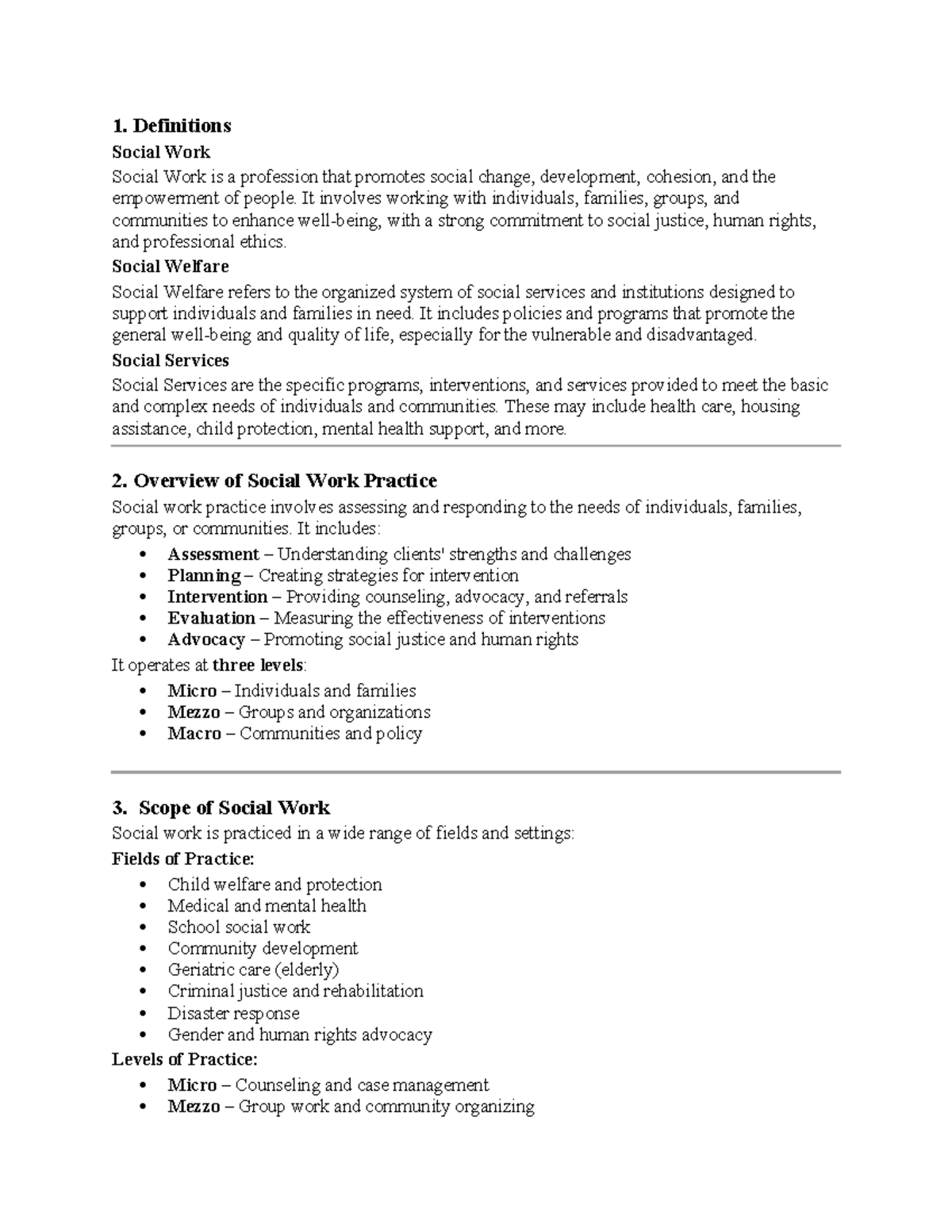 SW 101: Key Concepts and Practices in Social Work - Studocu