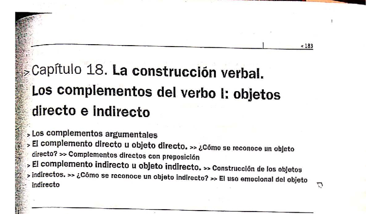 Sintaxis II: Complementos Directos e Indirectos (Capítulo 18) - Studocu