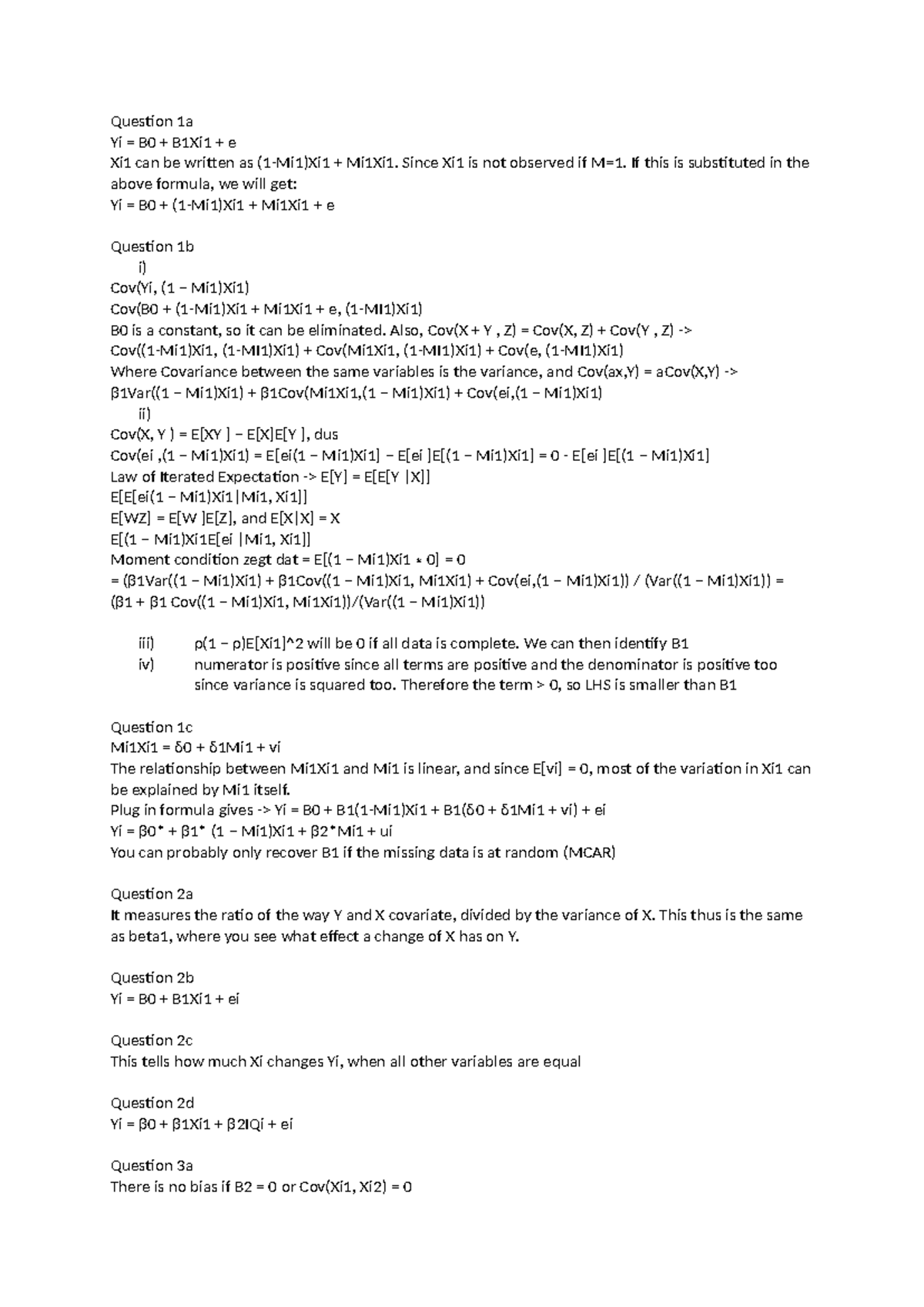 Week 38 Assignment - Econometrics Analysis and Covariance - Studeersnel