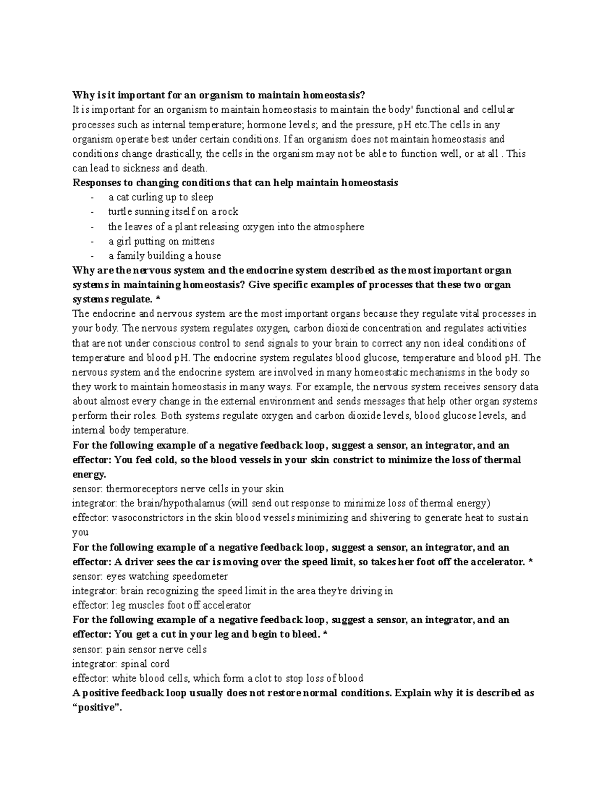 SBI4U - UNIT 4 Homeostasis - Why is it important for an organism to ...