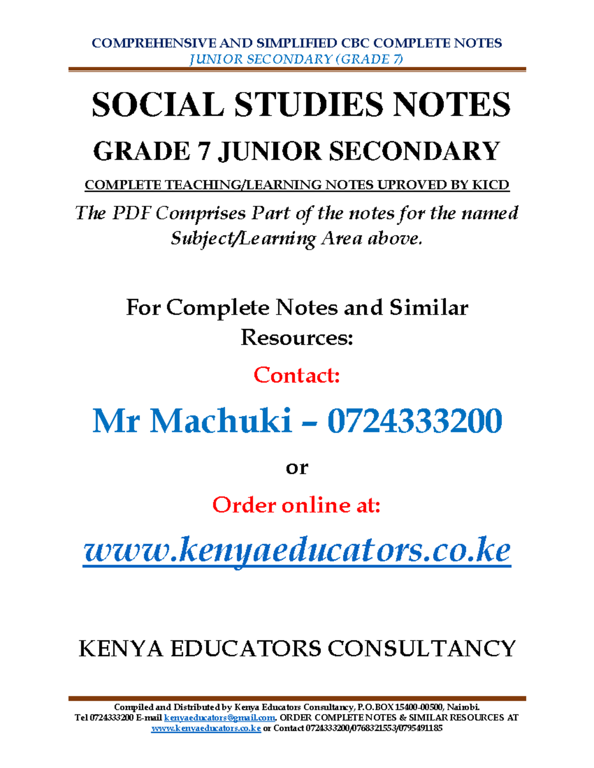 Grade 7 Social Studies Complete Teaching Notes for Junior Secondary ...