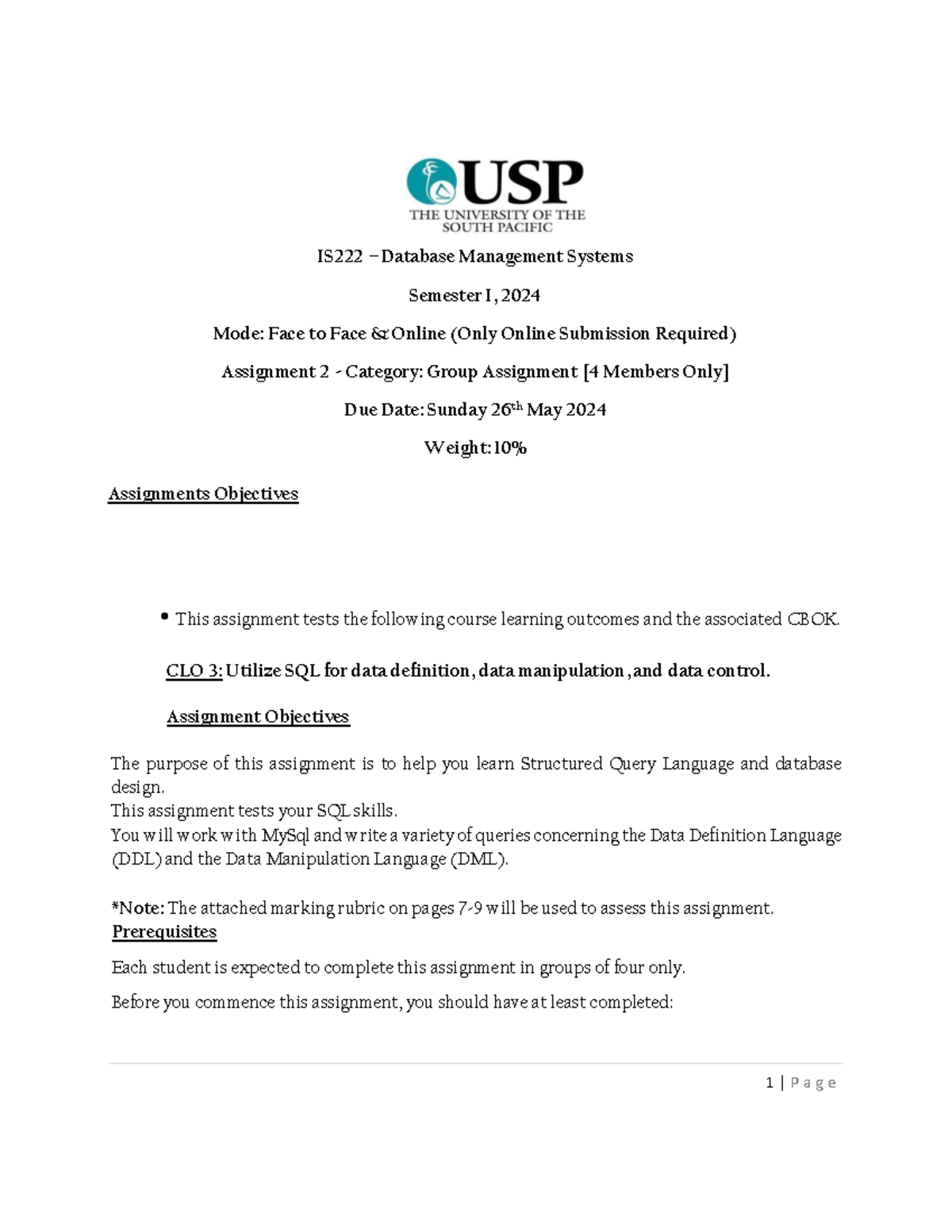 IS222 Group Assignment 2: SQL and Database Design (Sem I 2024) - Studocu