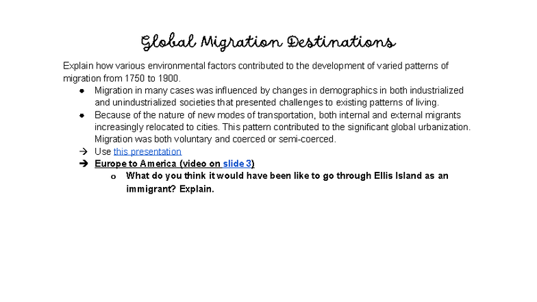 Global Migration Patterns: Environmental Influences (1750-1900) - Studocu