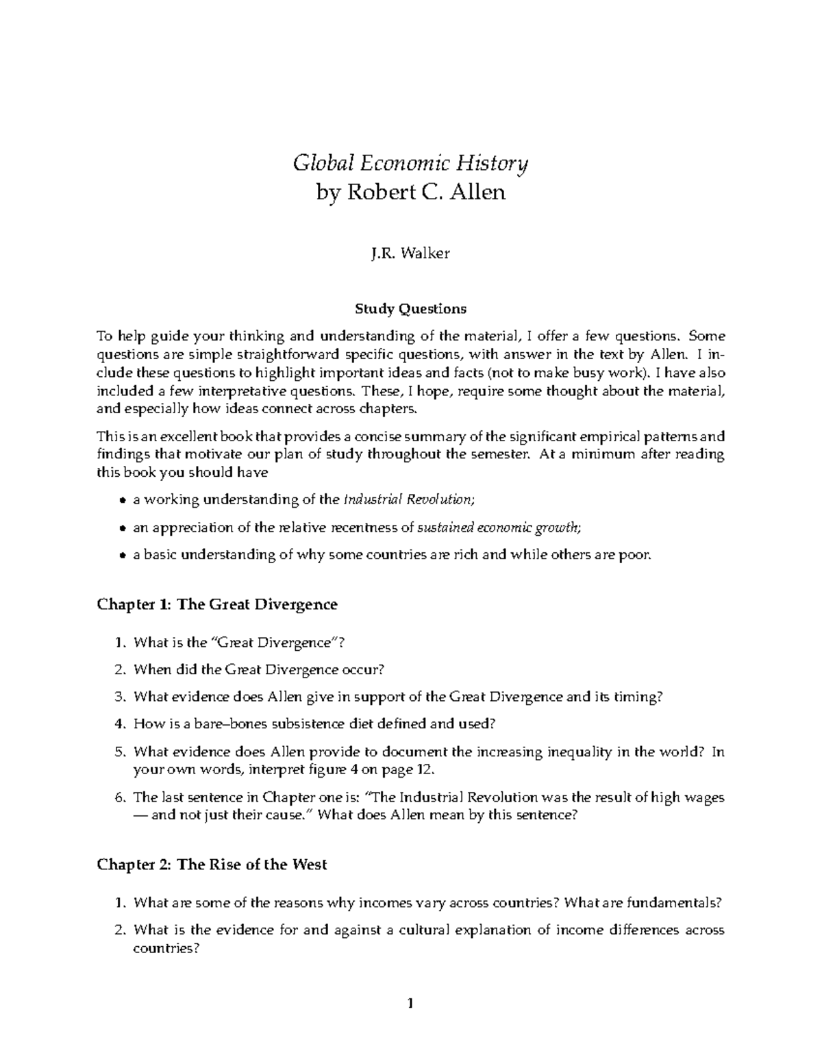 Econ448: Study Guide for Global Economic History Exam Questions - Studocu