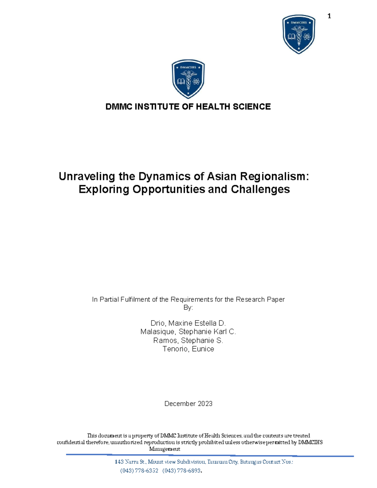 DMMC 143 Research Paper: Dynamics, Opportunities & Challenges of Asian ...