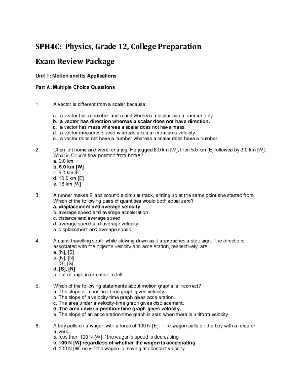 SPH4C: Grade 12 Physics Exam Review - Motion & Applications - Studocu