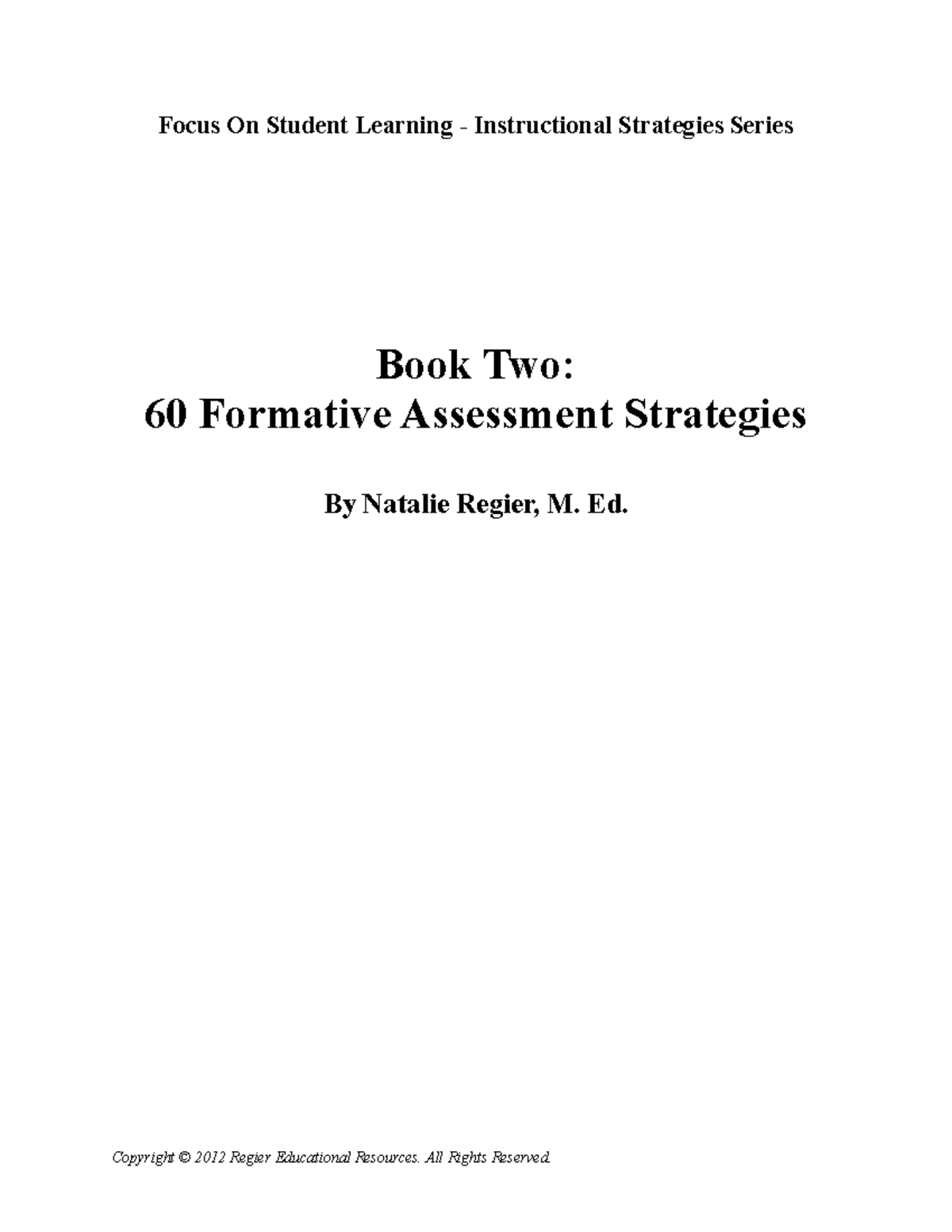 60 Effective Formative Assessment Strategies by Natalie Regier - Studocu