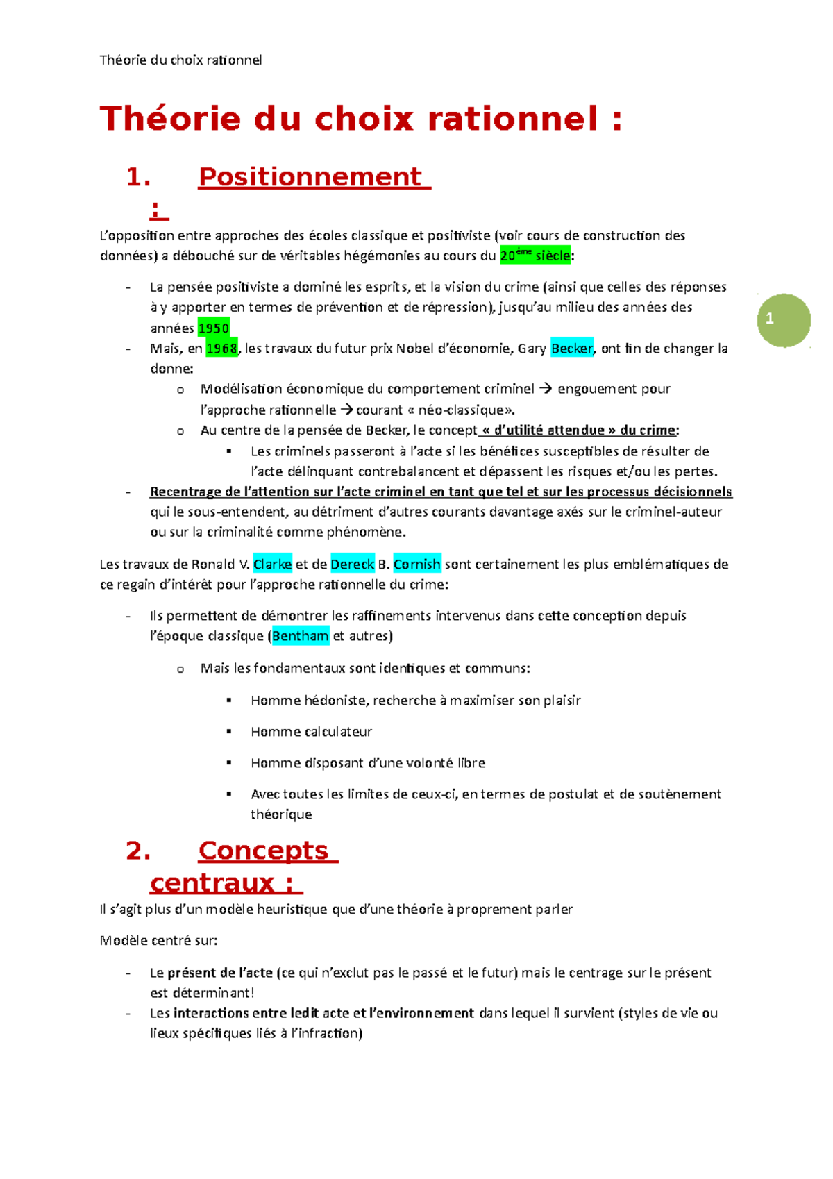 Théorie du choix rationnel : Modèles et concepts clés en criminologie ...